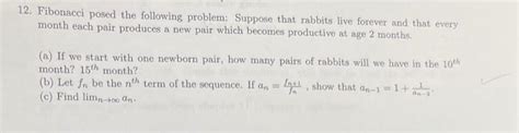 Solved 12 Fibonacci Posed The Following Problem Suppose