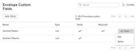 edit custom fields for envelopes