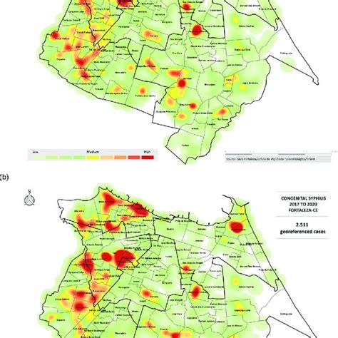 Geospatial Distribution Of A Gestational And B Congenital Syphilis Download Scientific