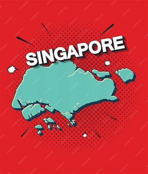 싱가포르의 팝 아트 지도 프리미엄 벡터