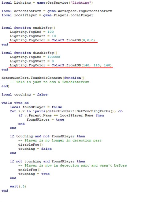 How To Having Different Fog Color In Different Area Scripting Support