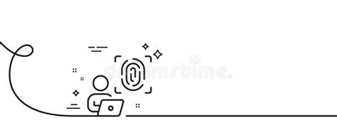 Computer Fingerprint Line Icon Finger Print Scan Sign Continuous Line With Curl Vector Stock