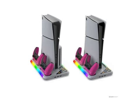 Подставка для PS5 Fat и Slim с охлаждением, зарядкой и RGB подсветкой ...