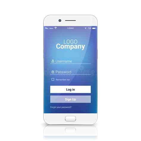 Mobile Ui Login Register App Template Sign In Vector Signup Design On