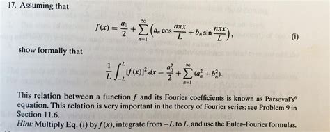 Solved Assuming That F X A 0 2 Sigma Infinity N 1 A N