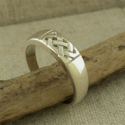 Mens Sterling Silver Celtic Knot Wedding Ring — Unique Celtic Wedding