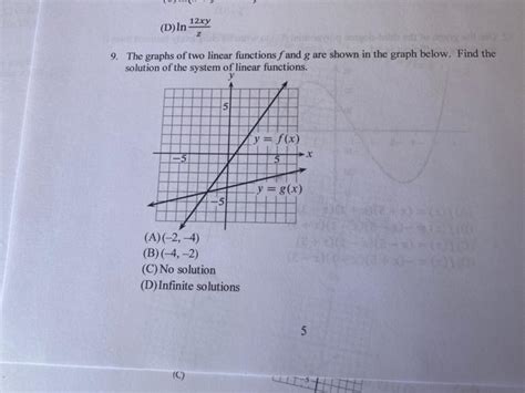 Solved D In 12xy 2 9 The Graphs Of Two Linear Functions F
