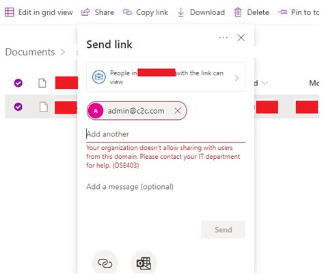 Sharepoint Error Your Organization Doesnt Allow Sharing With Users