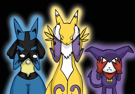 Lucario Renamon And Impmon By Rikuzinha On Deviantart