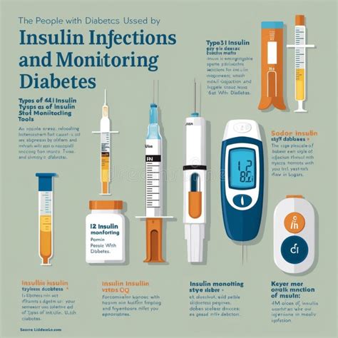 Infographic Of Insulin Injections And Diabetes Monitoring Tools Stock