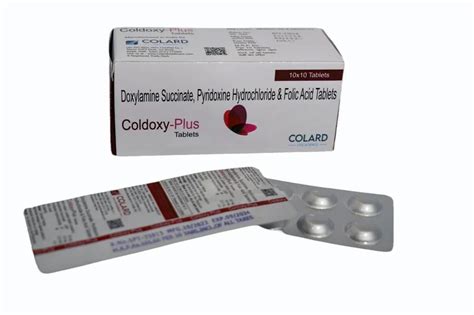Coldoxy Plus Doxylamine Succinate Pyridoxine Folic Acid Tablet For Hospital Packaging Size 10