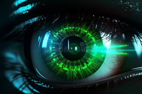 Close Up Of Human Eye With Digital Binary Code 3d Rendering Stock Illustration Illustration