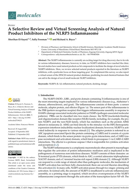 Pdf A Selective Review And Virtual Screening Analysis Of Natural Product Inhibitors Of The
