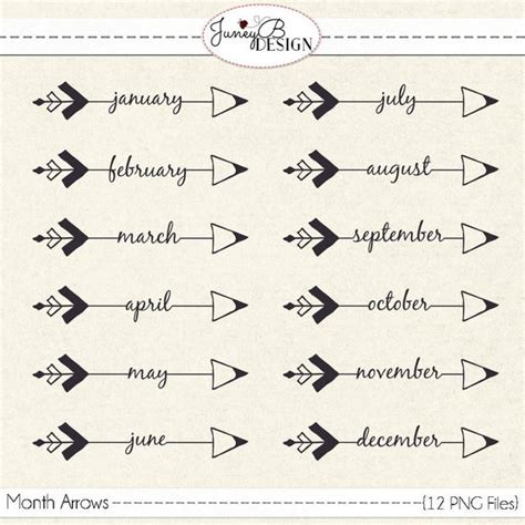 Month Arrows Word Arrows Hand Drawn Arrows Arrows Clip Art Etsy
