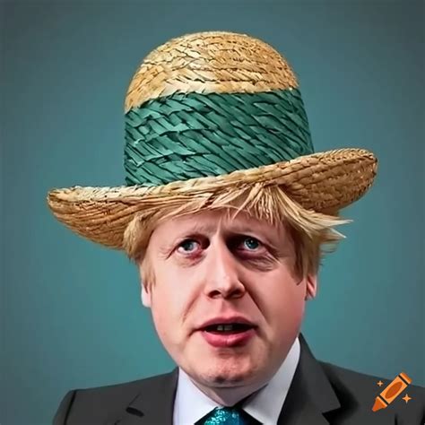 Boris Johnson In A Straw Hat