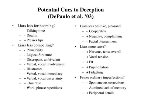 Ppt Spoken Cues To Deception Powerpoint Presentation Free Download Id243137