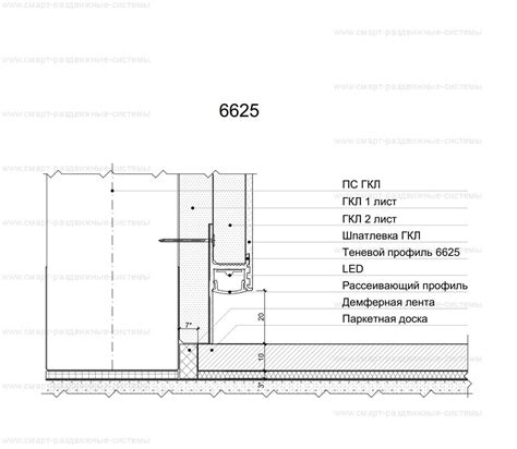 Купить теневой профиль для пола и потолка в Москве Смарт раздвижные системы рф
