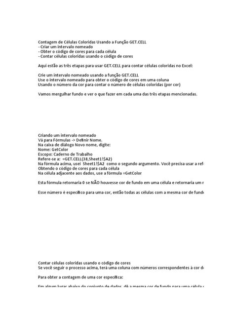 Como Contar Células Coloridas No Excel Pdf Cor Matemática