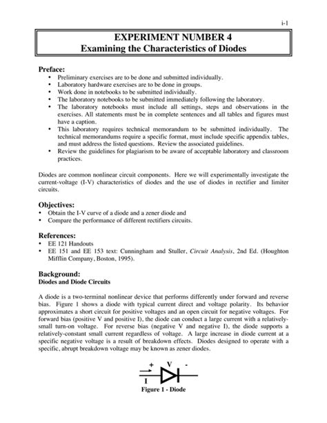 4 Experiment Examining The Characteristics Of Diodes