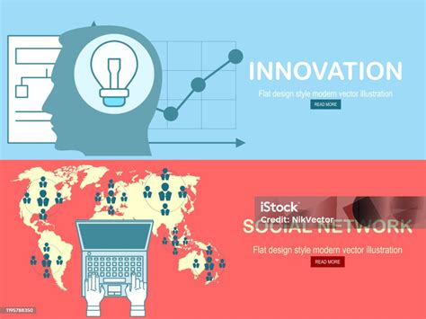 혁신 개념 창조적 인 아이디어 추상 인포 그래픽 소셜 미디어 플랫 디자인 현대 벡터 일러스트 개념입니다 고객 참여에 대한 스톡 벡터 아트 및 기타 이미지 Istock