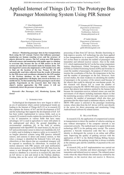 Pdf Applied Internet Of Things Iot The Prototype Bus Passenger