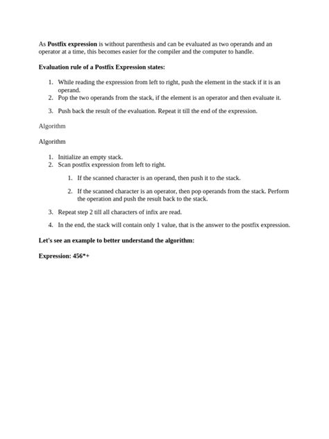Postfix Expression Conversion Pdf Algorithms And Data Structures Notation