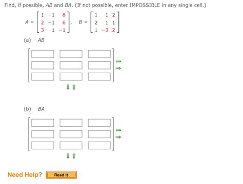 Solved Find If Possible AB And BA If Not Possible Chegg Com