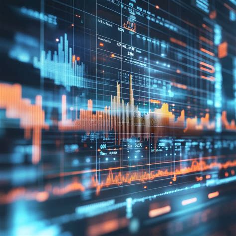 Abstract Digital Data Visualization With Vibrant Blue And Orange Chart