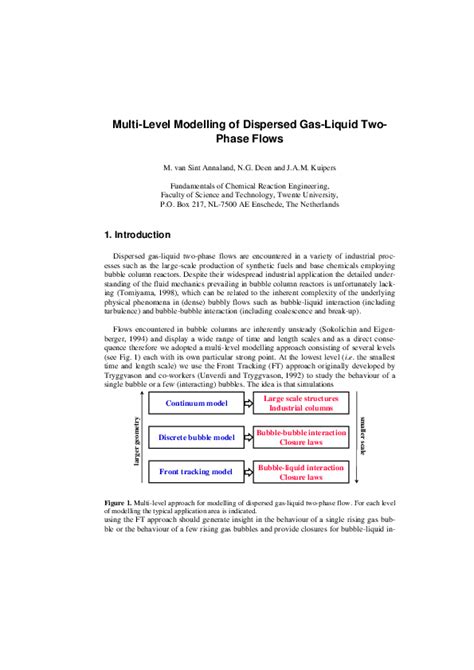 Pdf Multi Level Modeling Of Dispersed Gas Liquid Two Phase Flows