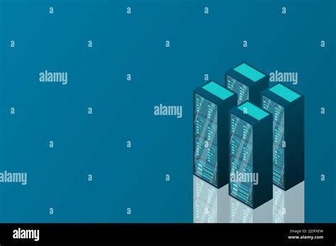 Mainframe Powered Server High Technology Concept Data Center Cloud Data Storage Isometric