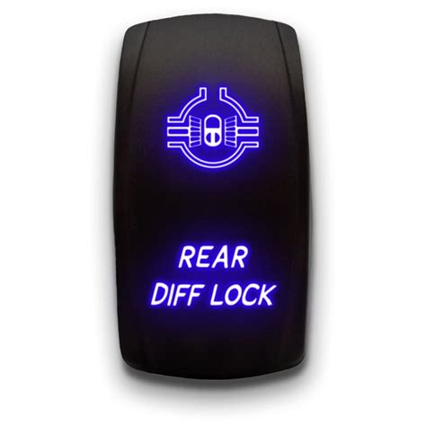 Rear Diff Lock Blue Switch Dual Light Laser Etched Led Rocker 20a 12v On