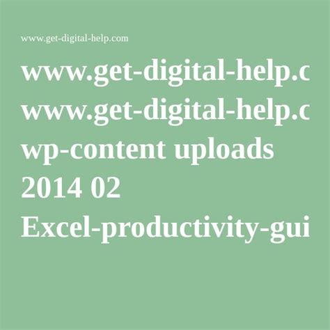 Excel Productivity Guide