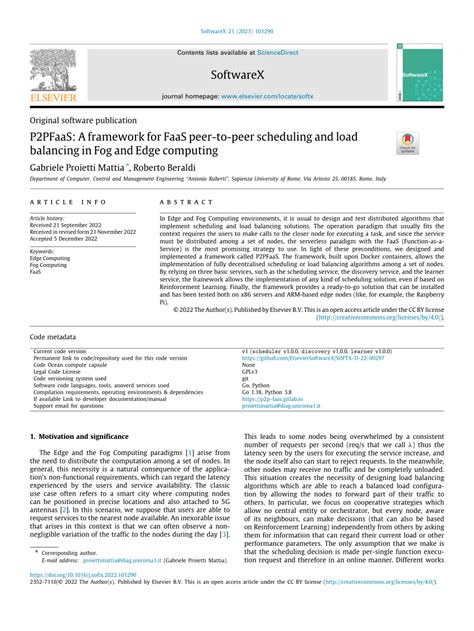 Pdf P2pfaas A Framework For Faas Peer To Peer Scheduling And Load Balancing In Fog And Edge