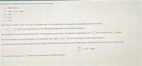 Solved Consider The Following Numerical Example Of The I