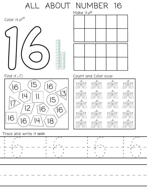 Number 16 Practice Worksheet Artofit