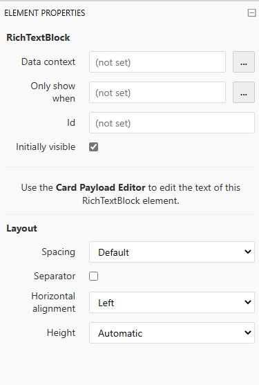 Designer Message About Using Card Payload Editor Could Be Improved