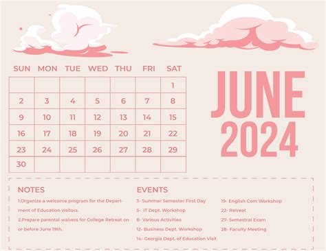 Editable June Calendar Templates In Word To Download