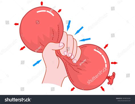 Hand Squeezed Balloon Pascals Principle Pascal Stock Vector Royalty