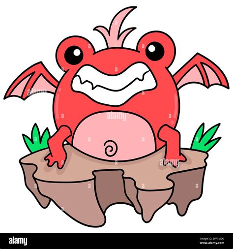 A Cute Red Winged Creature With A Silly Face Laughing Doodle Icon
