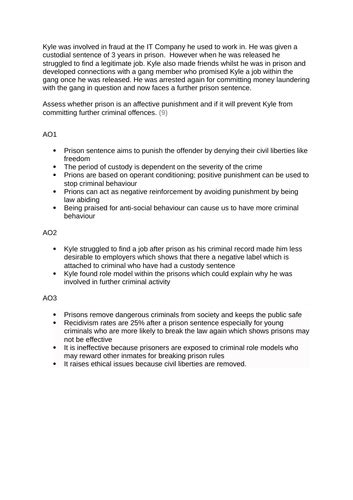 Edexcel Gcse Psychology 9 Mark Questions With Mark Schemes Teaching