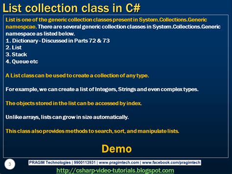 sql server and c video tutorial part 74 list collection class