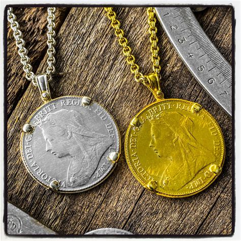 Gold Sovereign Coin Pendant Silver Sovereign Coin Necklace St George