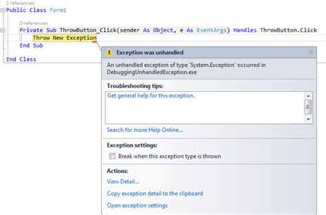 Vb Net Allow UnhandledException Event Handler To Run When Debugging