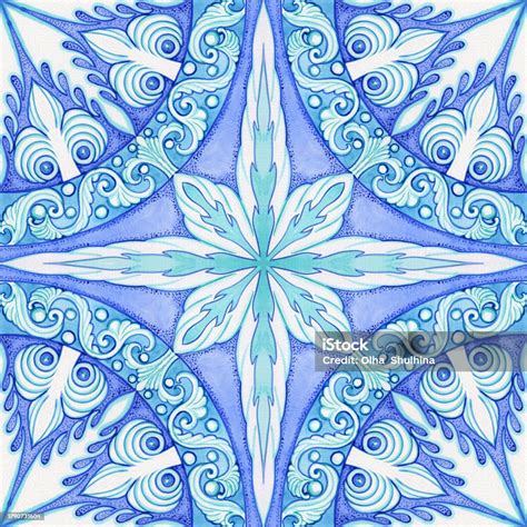 마졸리카 패턴 시칠리아 손으로 그린 파란색 장식품 전통적인 파란색과 흰색 세라믹 타일 포르투갈어 전통 Azulejo 패턴 모로코 스타일 고풍스런에 대한 스톡 벡터 아트 및