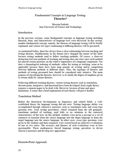 farhady h 1986 theories of language testing pdf theory