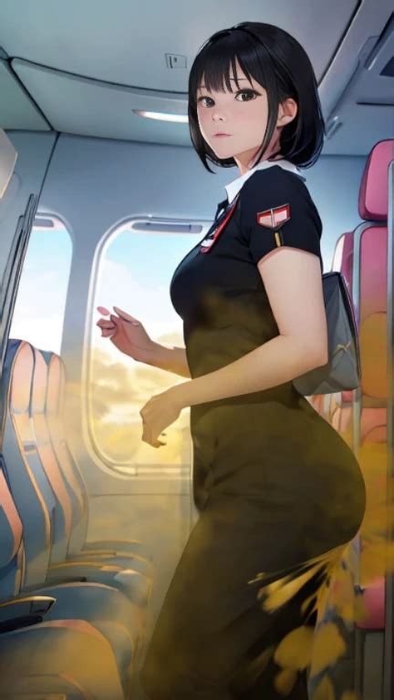 속도 방귀 공격 여성이 방귀 뀌는 승객들에게 서비스하면서 방귀를 뀌는 소녀 속도 Seaart Ai