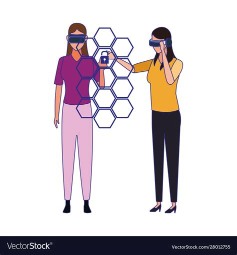 Women Using Technology Augmented Reality Vector Image