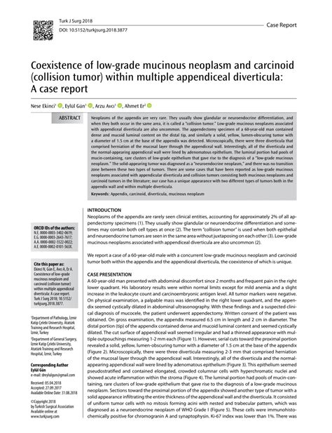 Pdf Coexistence Of Low Grade Mucinous Neoplasm And Carcinoid Collision Tumor Within Multiple