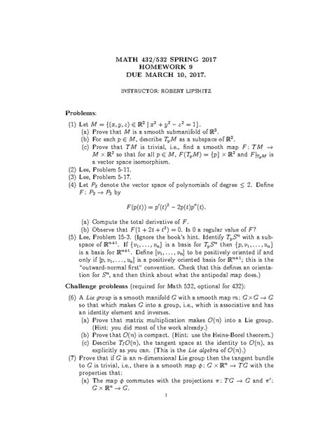 Hw9 Homework Assignment 9 Math Spring 2017 Homework 9 Due March 10 2017 Instructor Robert