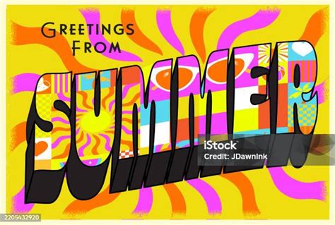 여름에서 인사말 세련 되 고 현대적인 모자이크 엽서 디자인 템플릿 3d 타이포그래피 디자인 햇빛 음식 해변 및 다채로운 요소 0명에 대한 스톡 벡터 아트 및 기타 이미지